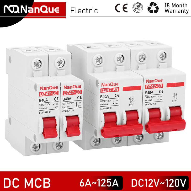 Dc MCB 12V 24V 48V 60V 110V แบตเตอรี่ป้องกัน Circuit Breaker บวกลบ ...