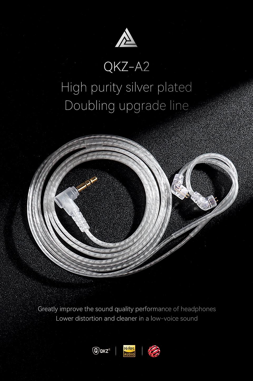Qkz A2 ความบริสุทธิ์สูงเงิน QDC KZ C Pin หูฟังอัพเกรดสายสําหรับ Castor ...