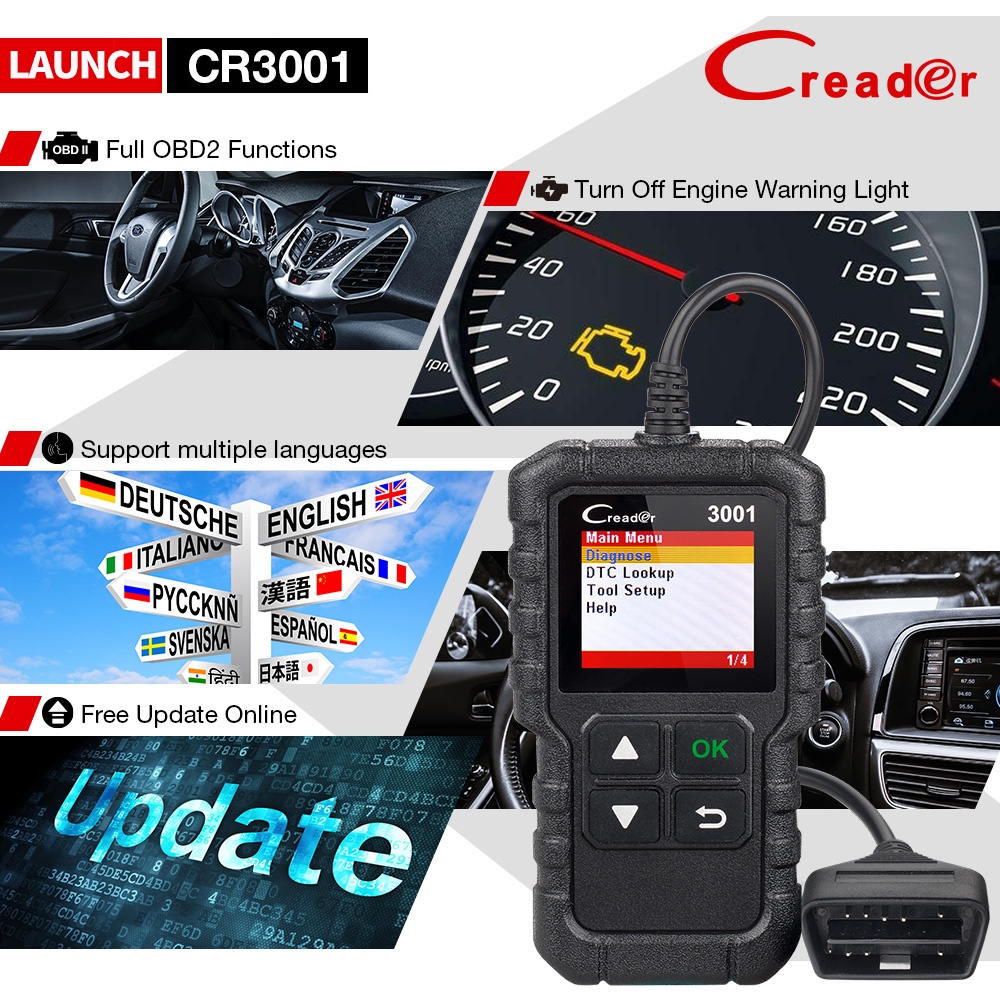launch CR3001 obd2 scannerอ่าน ลบ โค๊ด เครื่องสแกนรถยนต์ | Shopee Thailand