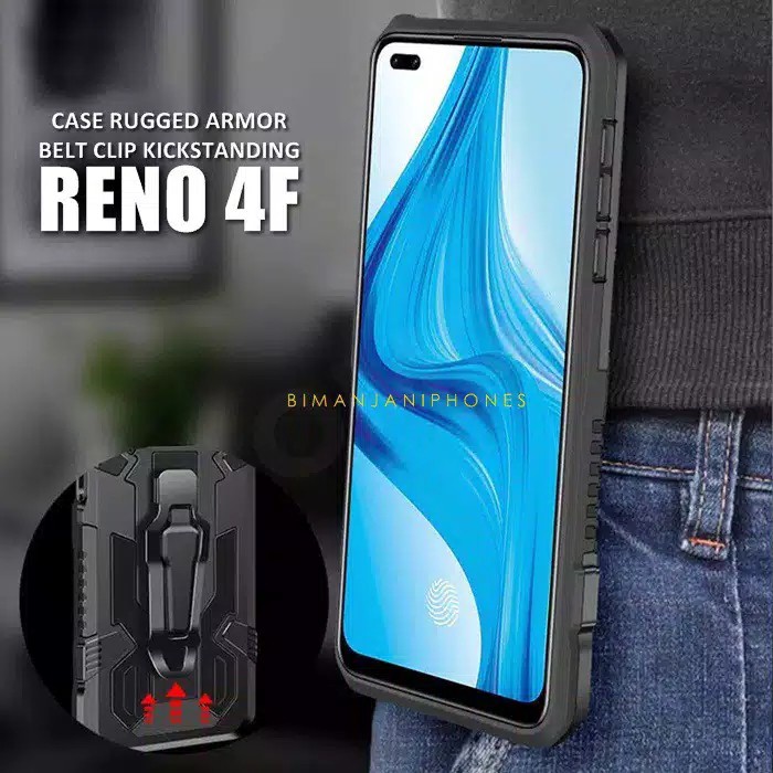 เคส OPPO Reno 4F F17 Pro Reno 4 4G เคสไฮบริดเกราะที่ทนทานเตะยืนเข็มขัด ...