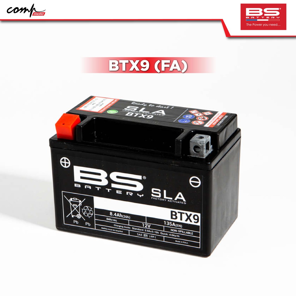 BS Battery SLA BTX9 (FA) แบตเตอรี่ มอเตอร์ไซค์ขนาด 9 แอมป์ ไม่ต้องเติมกรด พร้อมใช้งาน (ใช้ทดแทน ...