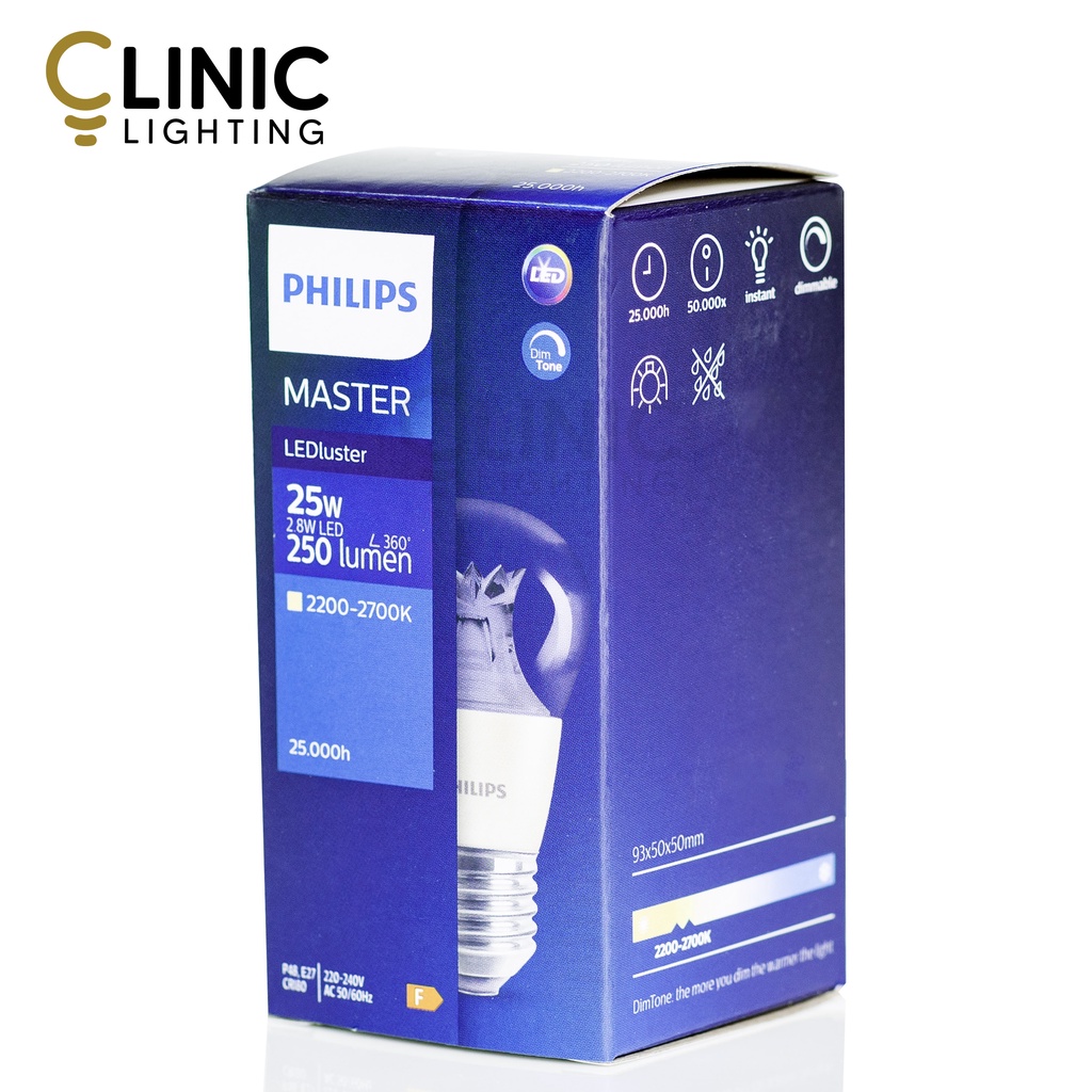 PHILIPS MASTER LED LUSTER E27 25000 HRS. (DIMTONE) | Shopee Thailand