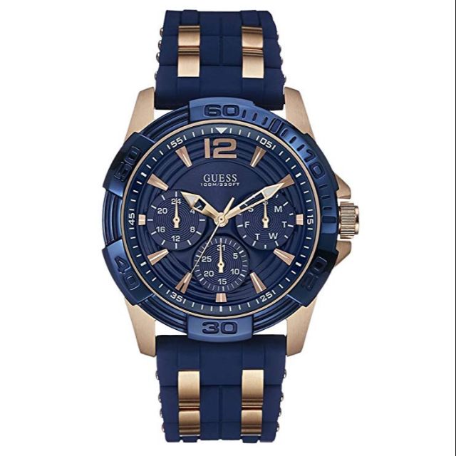 [ORIGINAL] Guess W0366G4 W0366G3 Rose-gold Navy Blue Silicon Men Watch ...