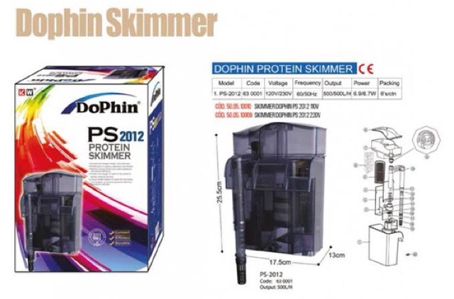 Skimmer Dophin PS 2012 สกิมเมอร์ตู้ปลา ตู้ปลาทะเล แบบแขวน มีปั๊มในตัว | Shopee Thailand