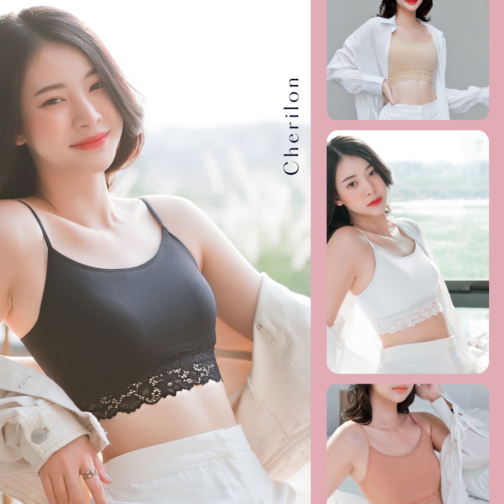 Cherilon Breezy Bra เชอรีล่อน เสื้อชั้นใน เสื้อในดันทรง ไร้โครง บราลูกไม้ สายเดี่ยว ป้องกัน UV ...