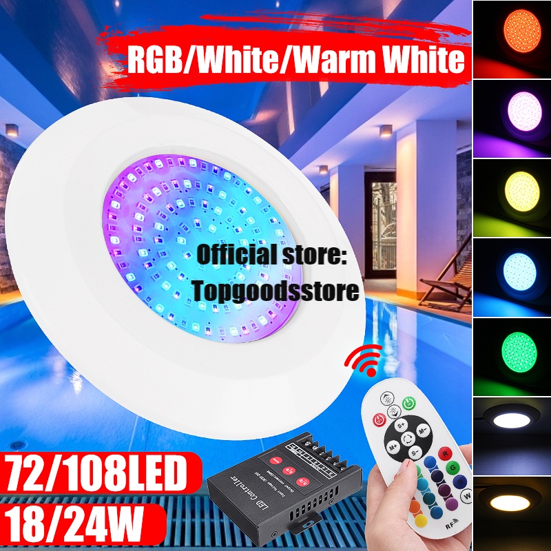 Ip68 ไฟสระว่ายน้ํา LED 108 ดวง RGB สีขาวอบอุ่น กันน้ํา 12V สําหรับ ...