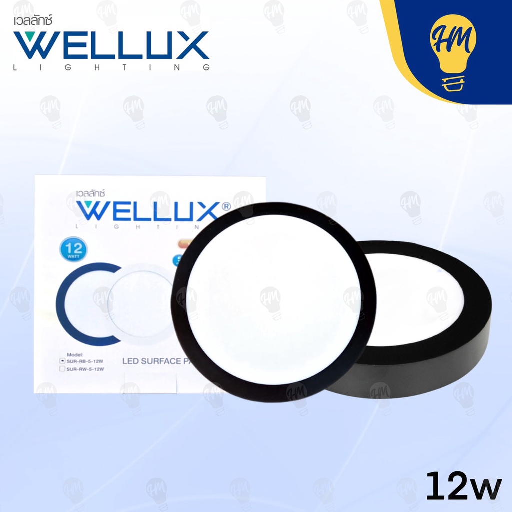 Wellux โคมไฟดาวน์ไลท์ติดลอย LED 12w. 18w. 24w. ขอบดำ แสงขาว/แสงวอร์ม ...