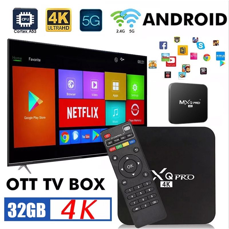 Intelscore กล่องทีวีกับจอแสดงผล TV Box MXQ Pro Smart Box 8GB/32GB กล่อง ...