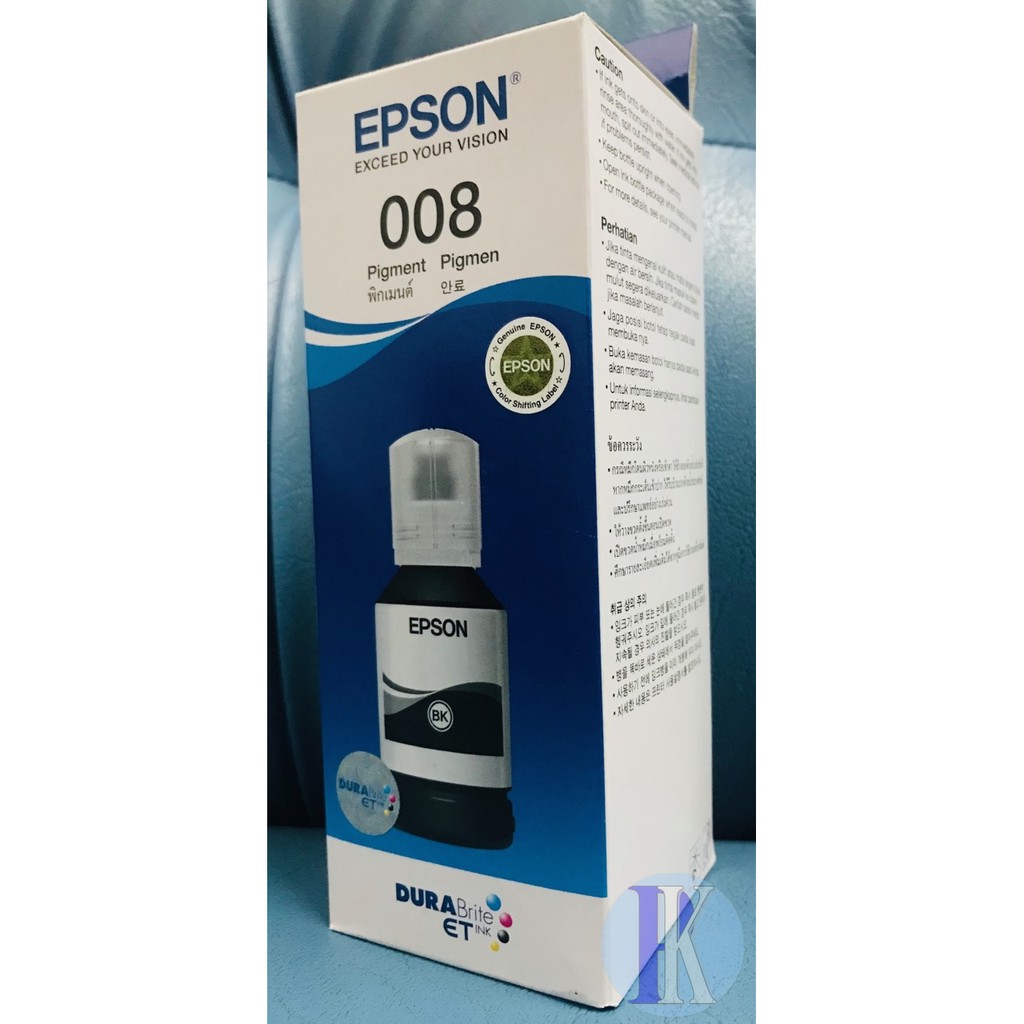 หมึกเติมอิงค์แทงค์ของแท้ EPSON NO.008 PIGMENT BK กันน้ำ (127 ML ...