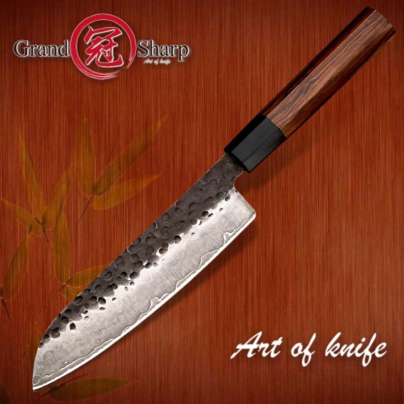มีดเชฟ มีดทำครัว Grand Sharp ทรง Santoku 7", 3 Layers Japanese AUS10 ...