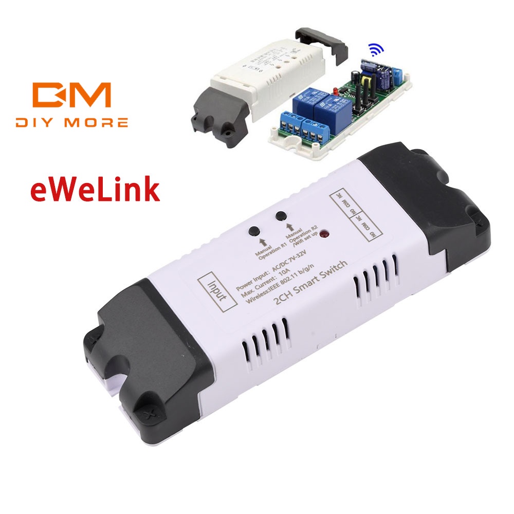 DIYMORE DC 7-32V eWeLink With shell 2 Channel WiFi Relay Module Smart ...