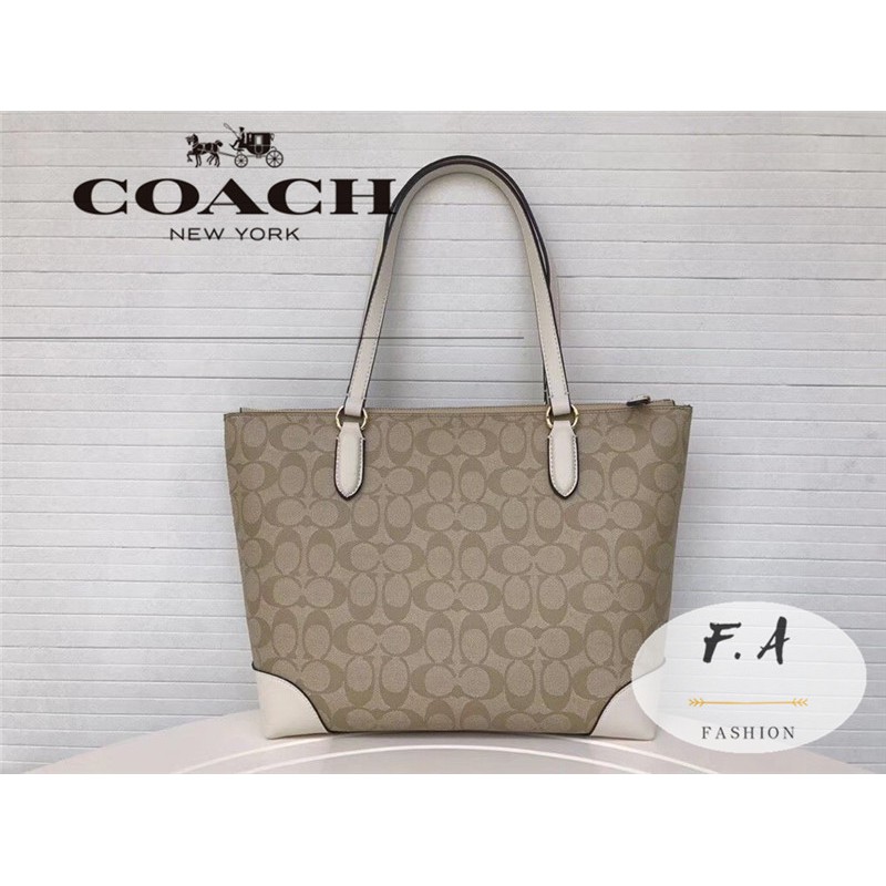 F.A (ของแท้ 100%) COACH 29208 กระเป๋าถือสตรีใหม่ / กระเป๋าโท้ท / พิมพ์ ...