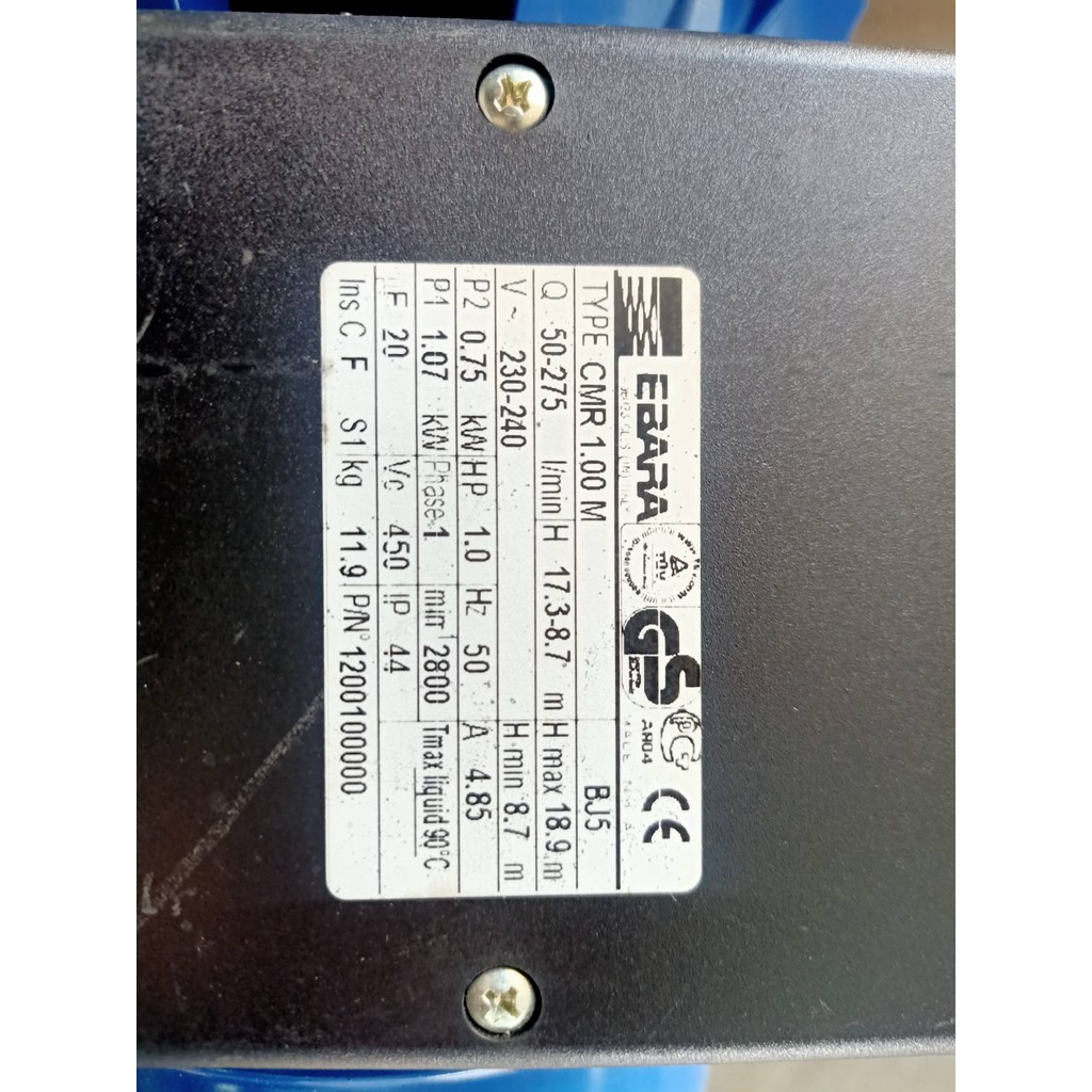 ปั๊มน้ำ ปั๊มน้ำหอยโข่ง ยีห้อ EBARA รุ่น CMR-0.75M 1.00M CMR-0.75T 1.00T แบบใบพัดเดียว | Shopee ...