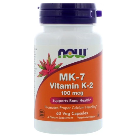วิตามินเค2, NOW Foods, MK-7 Vitamin K-2, 100 mcg, 60 Veg Capsules ...