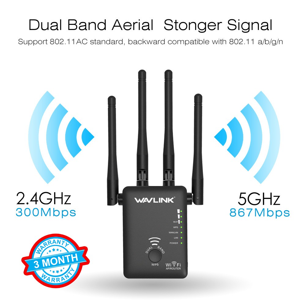 Wavlink AC1200 Dual Band WiFi Extender / Black | Shopee Thailand