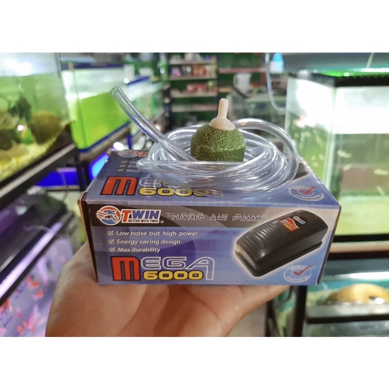 ปั๊มลมตู้ปลา 1 ทาง ปั๊มลมออกซิเจน รุ่น MEGA 6000 | Shopee Thailand