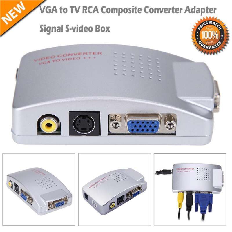 Universal PC To TV Converter Box VGA to TV AV RCA Signal Adapter ...