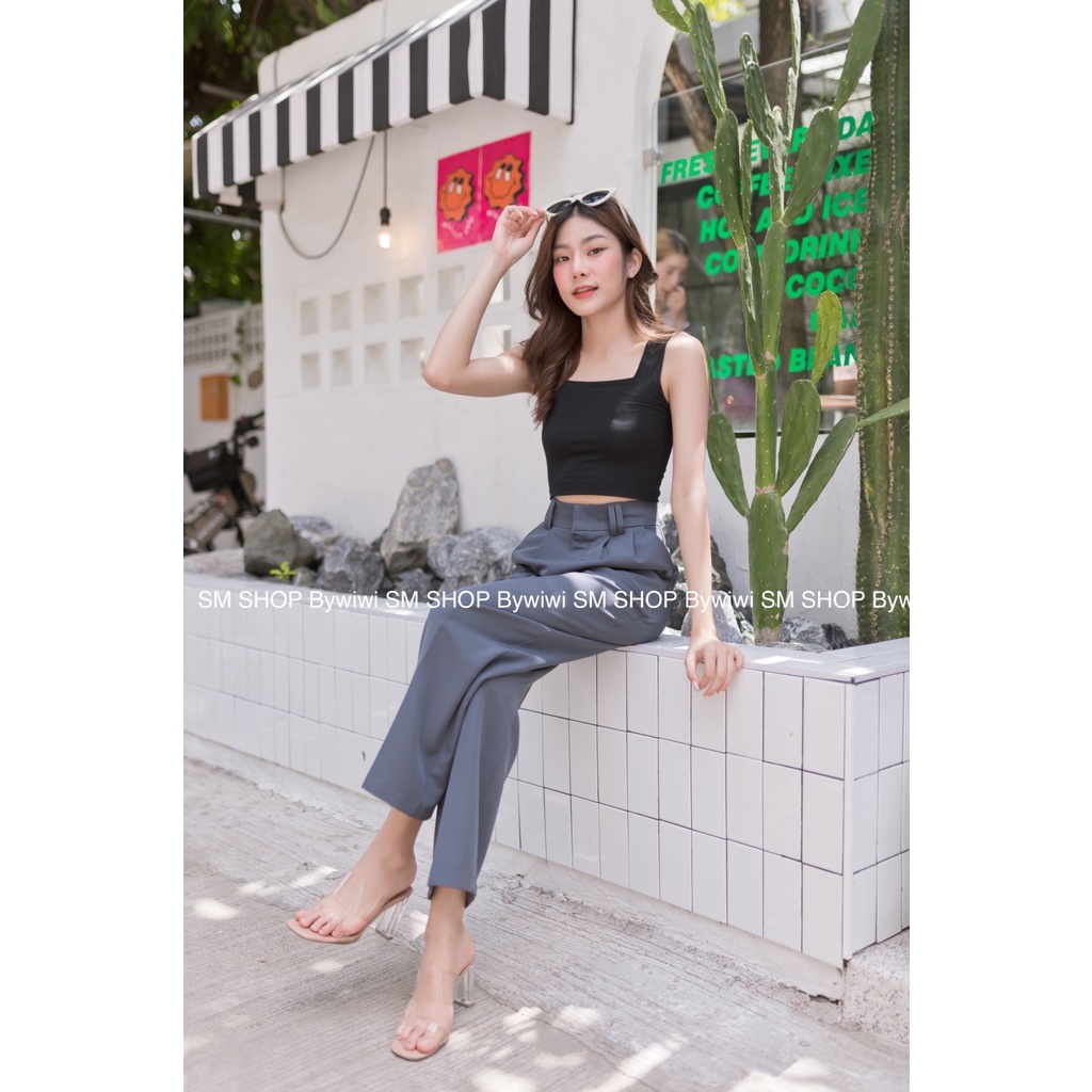 🌈รุ่น AA🌈กางเกงขากระบอกใหญ่สุดฮิต หูคู่สวยๆ ทำงาน แฟชั่น งานป้าย SMSHOP ผ้าไอวี่ ผ้าเปเป้ S ...