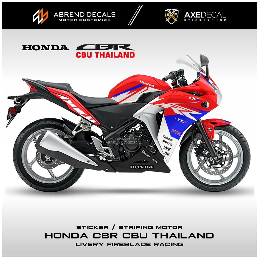สติกเกอร์ ลาย CBR CBU Thailand Livery Fireblade Tri Color Racing Honda ...