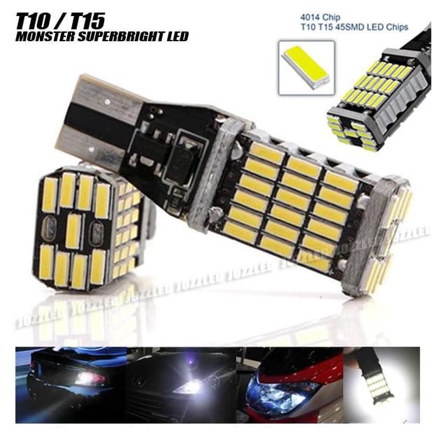 หลอดไฟ T10 T15 Led Reverse Light 45 Smd Monster Super Bright - สีเหลืองสําหรับรถยนต์ | Shopee ...