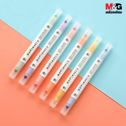 M&G ชุดปากกาเน้นข้อความ 2 หัว ชุดแพ็ค 6 สี Mas marcu solf color Y7602 ...