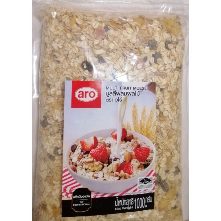 มูสลี่ผสมผลไม้ ขนาด 1,000 กรัม (1 kg.) ตราเอโร่ (aro) Multi Fruit ...