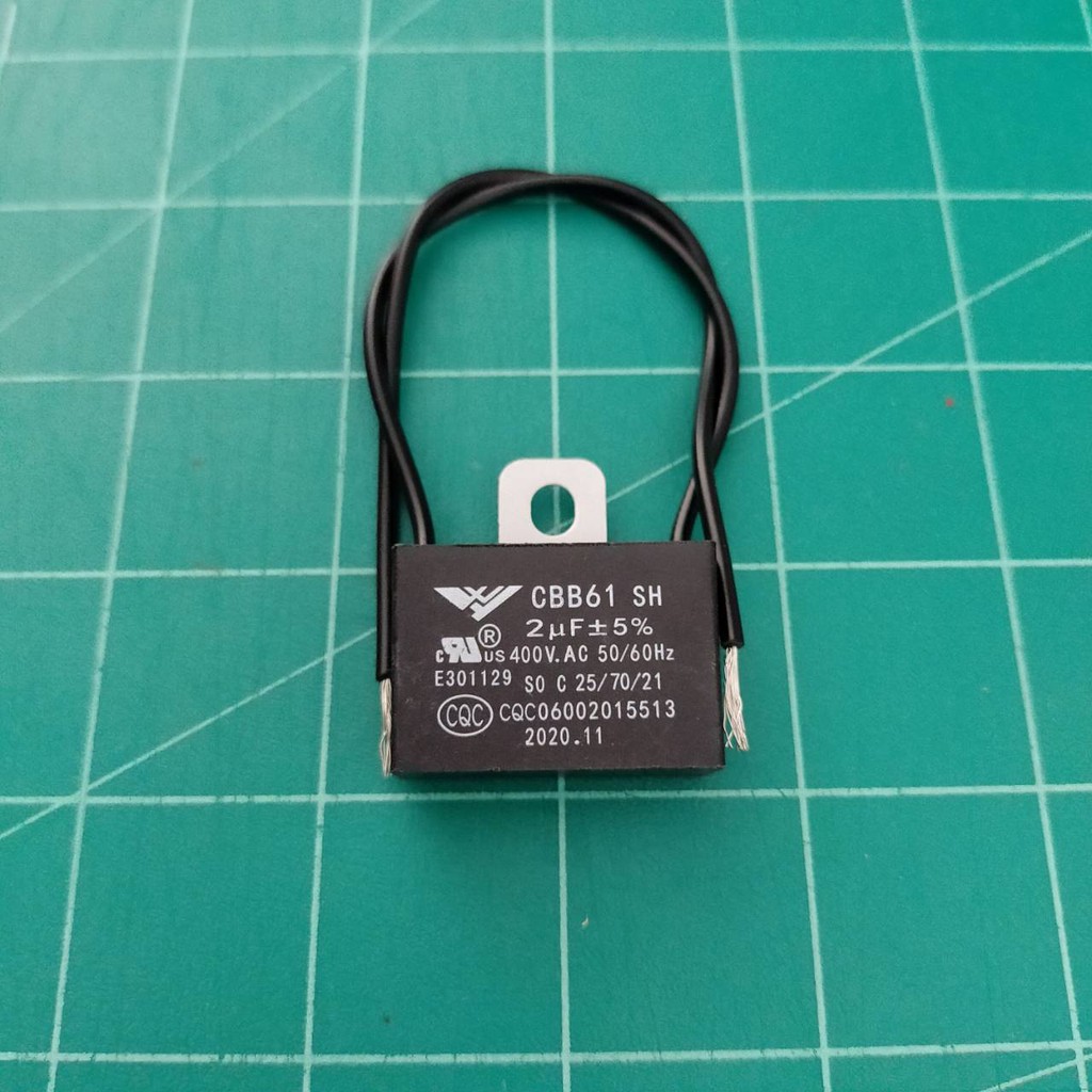 คาปาซิเตอร์ Capacitor C พัดลม 400V 1.5uF 1.8uF 2uF #ปีกนก-สายไฟ (1 ตัว) | Shopee Thailand