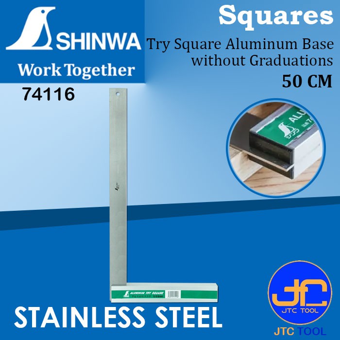 Shinwa ฉากช่างไม้ไม่มีสเกลสแตนเลสมีหลายขนาด 60ซม. - 1ม. - Try Square ...