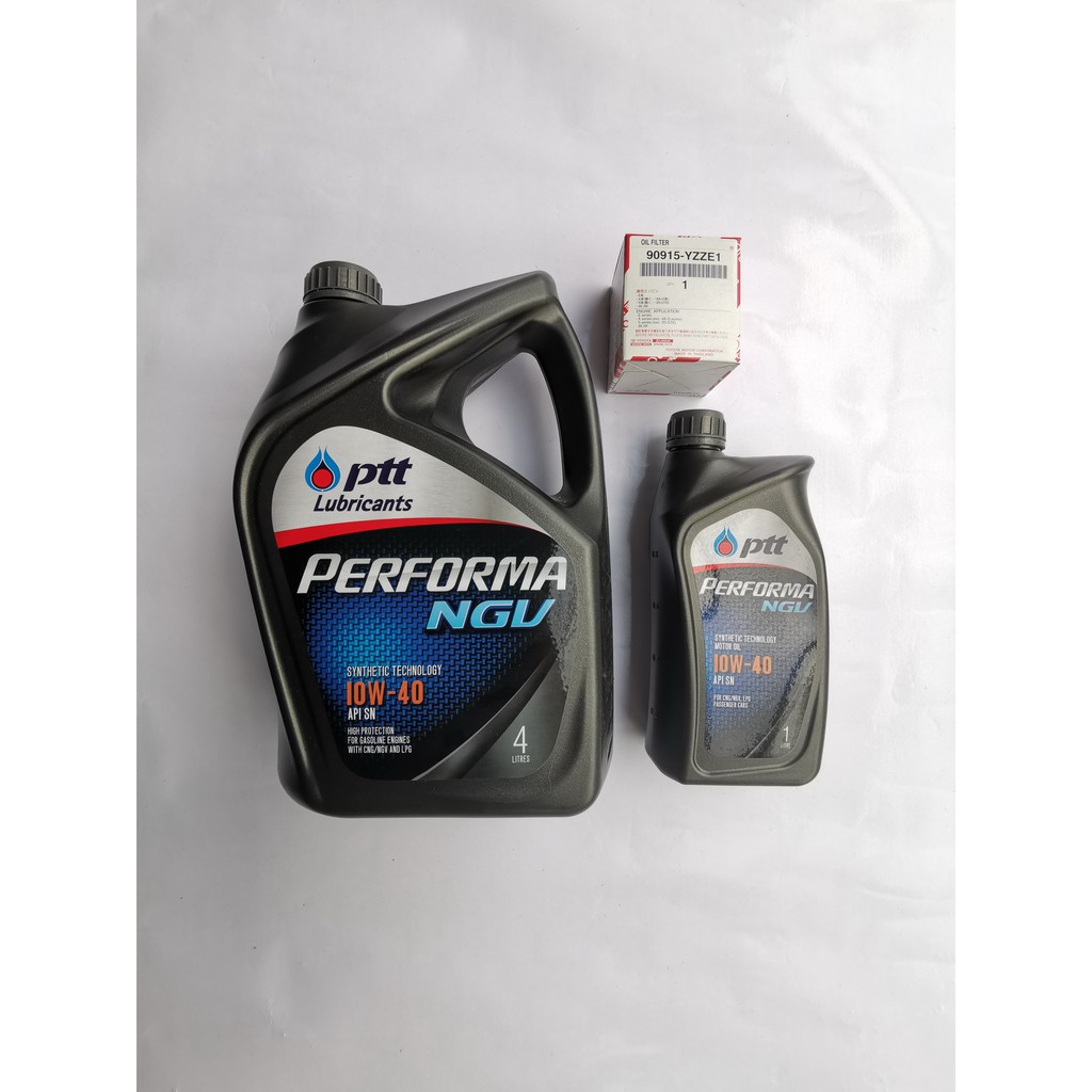 PTT Performa NGV 10W40 สำหรับเครื่องยนต์ติดแก้ส ขนาด5 ลิตร+กรองน้ำมันเครื่อง TOYOTA 16วาว์ล แท้ ...