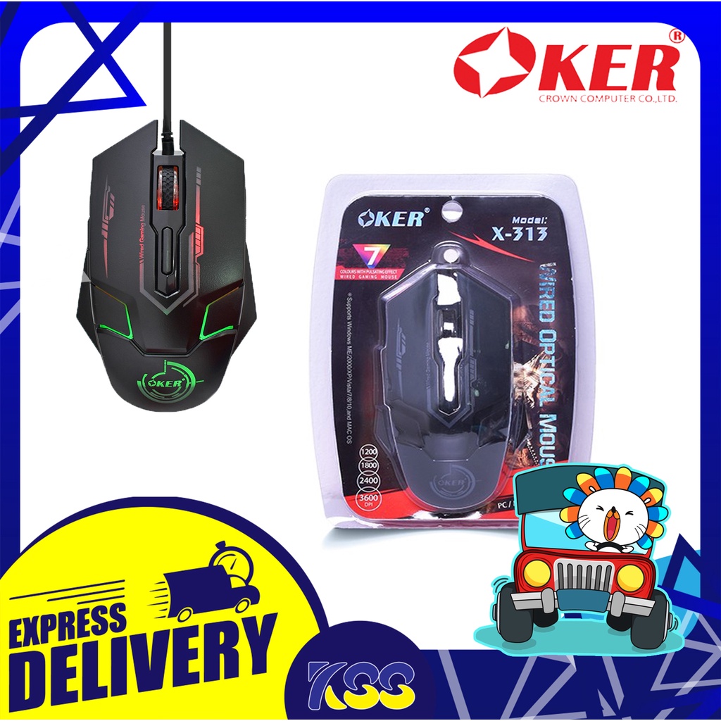 เมาเกม เมาเล่นเกม เมาส์มีไฟ เมาส์เกมมิ่ง OKER X-313 7-COLOR LED GAMING MOUSE รับประกัน 6 เดือน ...
