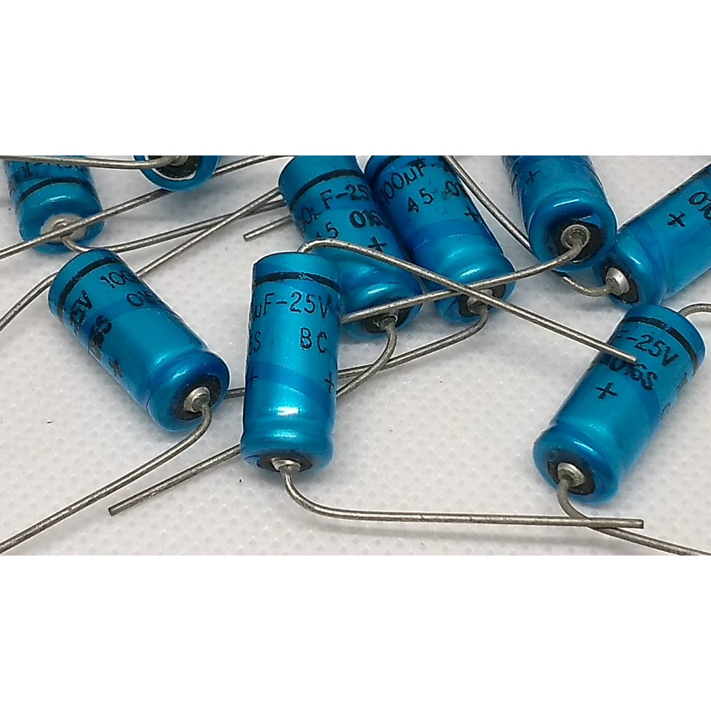 คาปาซิเตอร์ CAPACITOR PHILIPS Vishay Axial Type BC 100uF/25V for audio ...
