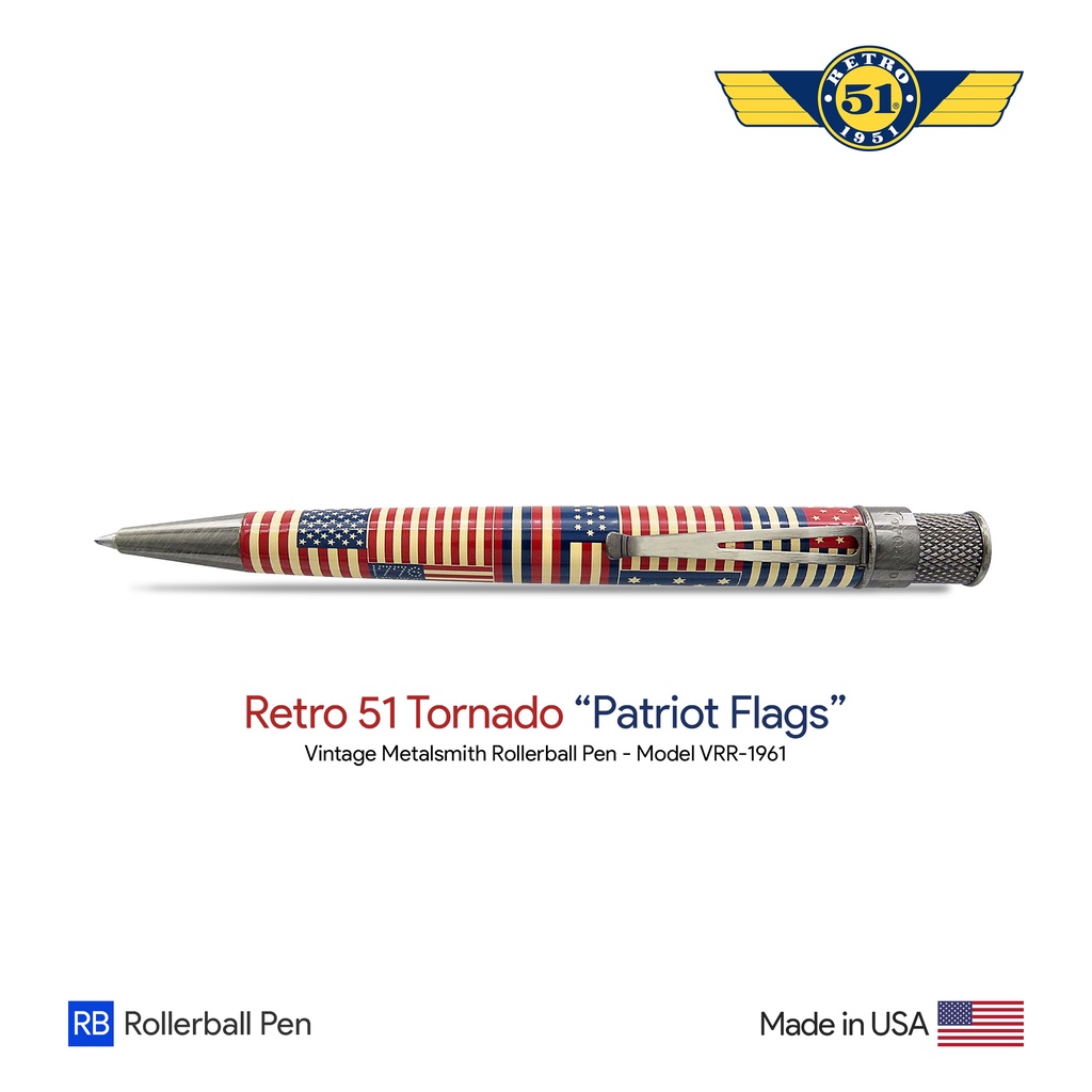 Retro 51 Tornado "Patriot Flags" Vintage Metalsmith Rollerball Pen ...