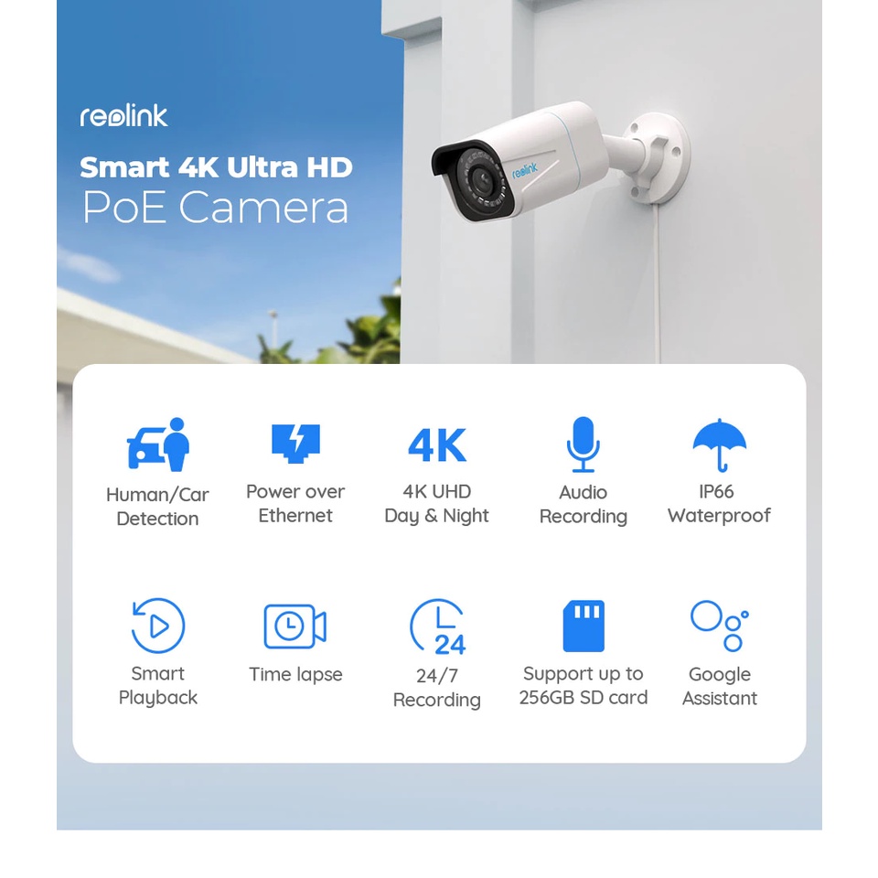 Reolink RLC-810A 4K POE Security IP Camera 8MP กล้องวงจรปิดภาพสี คมชัดระดับ4Kประกัน2ปี | Shopee ...