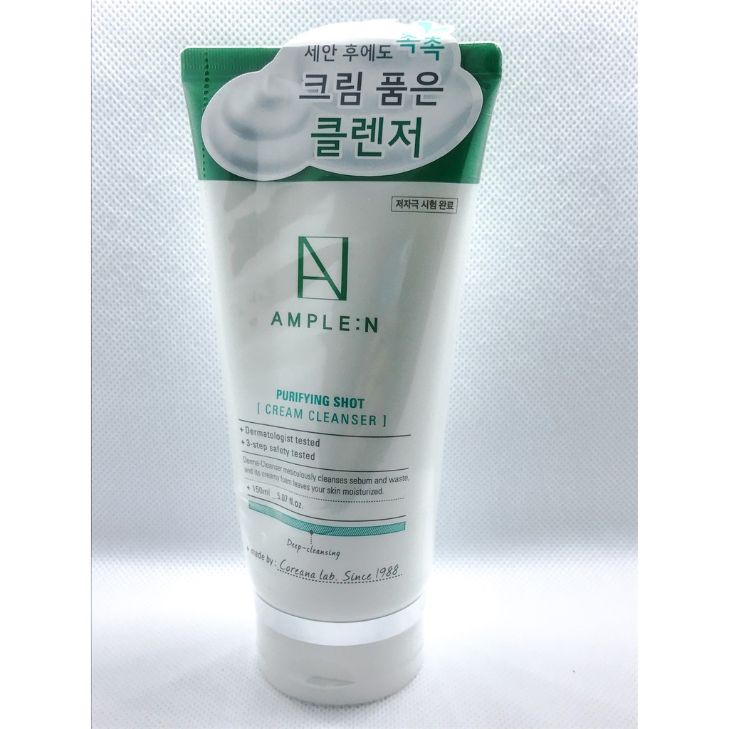 แท้/พร้อมส่ง Coreana Ample:n Purifying Shot Cream Cleanser ขนาด 150 ml. (ส่งฟรี!!!) | Shopee ...