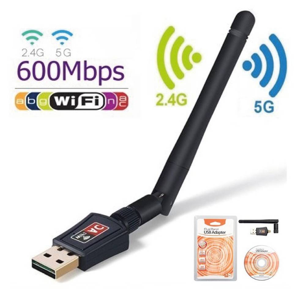 360 แบบพกพา 600Mbps Dual Band 5GHz การ์ดเครือข่ายไร้สาย Lan USB PC WiFi ...