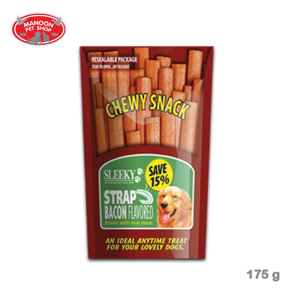 [MANOON] SLEEKY Chewy Snack Strap Bacon Flavored รสเบคอน 175 กรัม (ชนิด ...