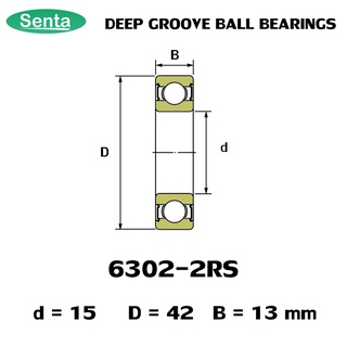 6302-2RS KOYO ตลับลูกปืนเม็ดกลม ฝายาง (DEEP GROOVE BALL BEARINGS) 6302 ...