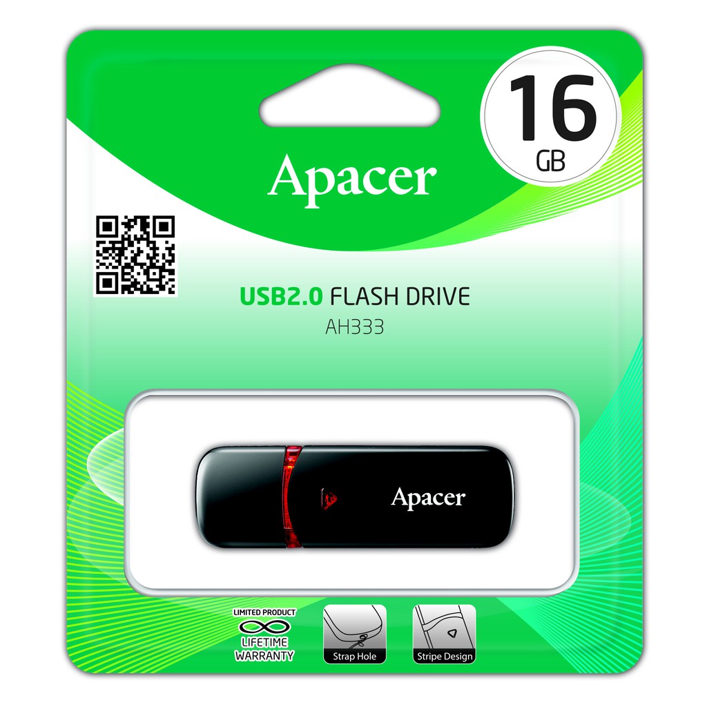 Apacer แฟลชไดร์ฟ AH333 USB 2.0 Flash Drive (Black) | Shopee Thailand