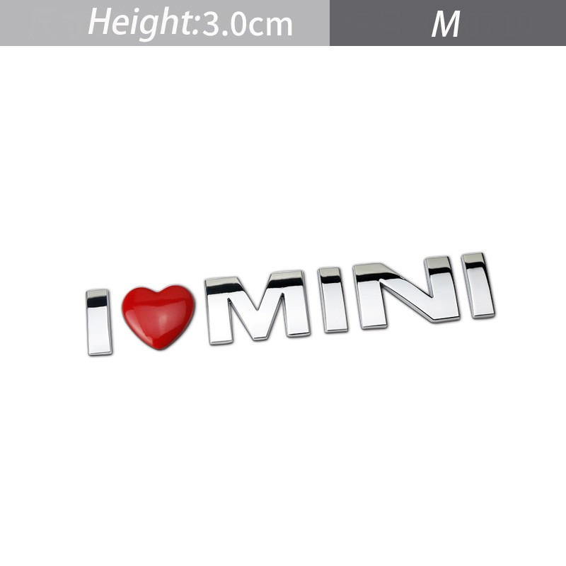 สติกเกอร์โลหะพิมพ์ลายตัวอักษร I Love Mini Cooper S 3 D สําหรับตกแต่ง ...