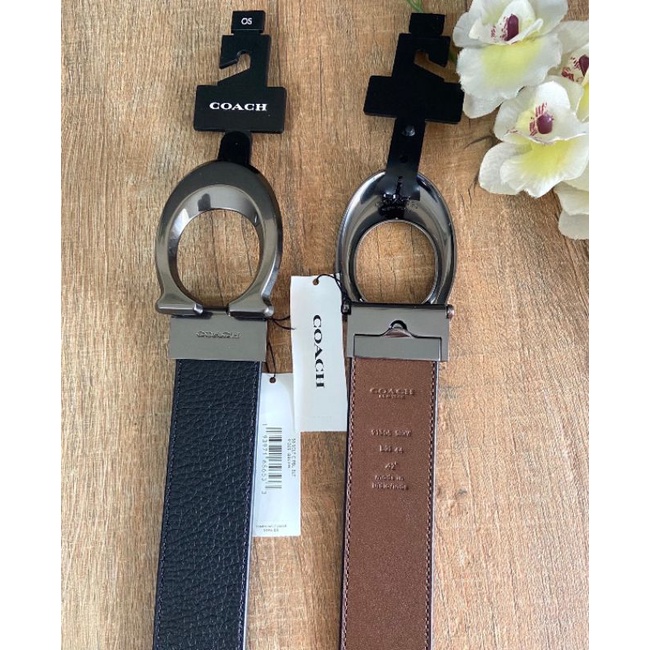 แท้💯% Coach 91305 Men Large Signature belt | Shopee Thailand