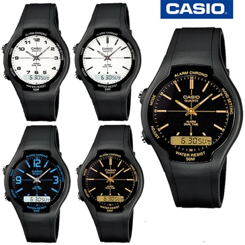 Casio นาฬิกาข้อมูลผู้ชาย สีดำ สายเรซิ่น รุ่น AW-90H,AW-90H-2B,AW-90H-7B ...