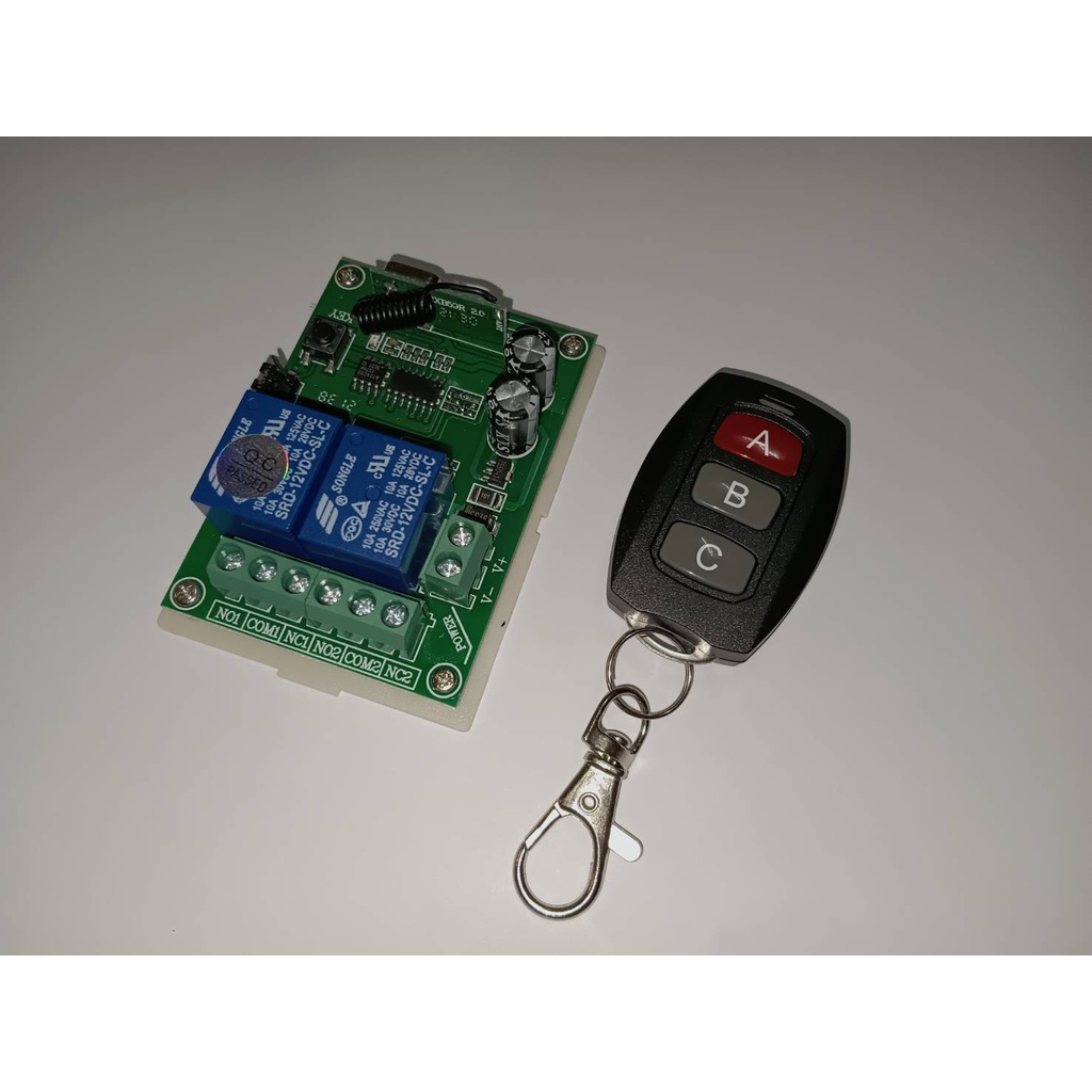 สวิทช์รีโมทคอนโทรลไร้สาย Dc 12V 10A 2CH RF 433MHZ รุ่น 3 ปุ่มกด ระยะการ ...