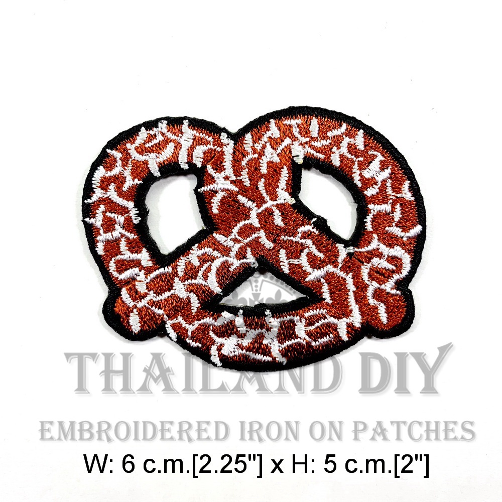 ตัวรีดติดเสื้อ งานปัก ลาย ขนมปัง เพรทเซล การ์ตูน ขนม Pretzel Bread Food Patch WOP DIY ตัวรีด ...