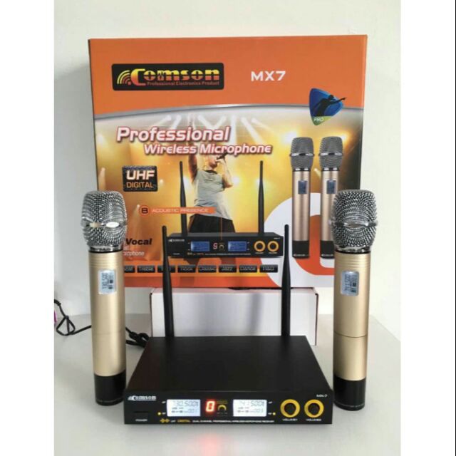 COMSON ไมโครโฟนไร้สาย/ไมค์ลอยคู่ UHF ประชุม ร้องเพลง พูด WIRELESS Microphone รุ่น MX7 ฟรีกระเป๋า ...
