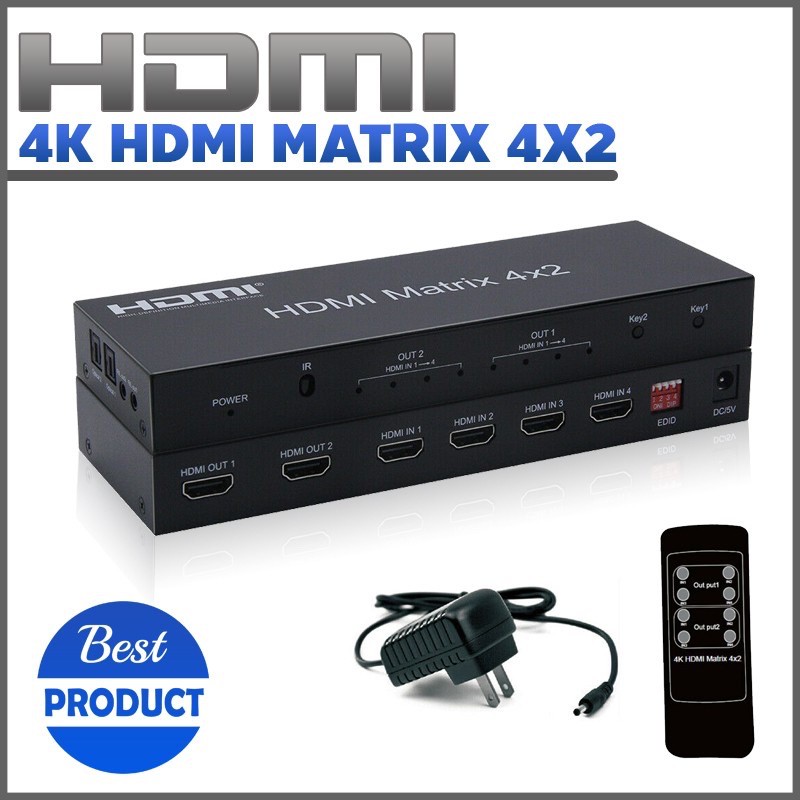 HDTV Matrix 4x2 Switch HDTV Splitter with Audio Out,Remote Control ...