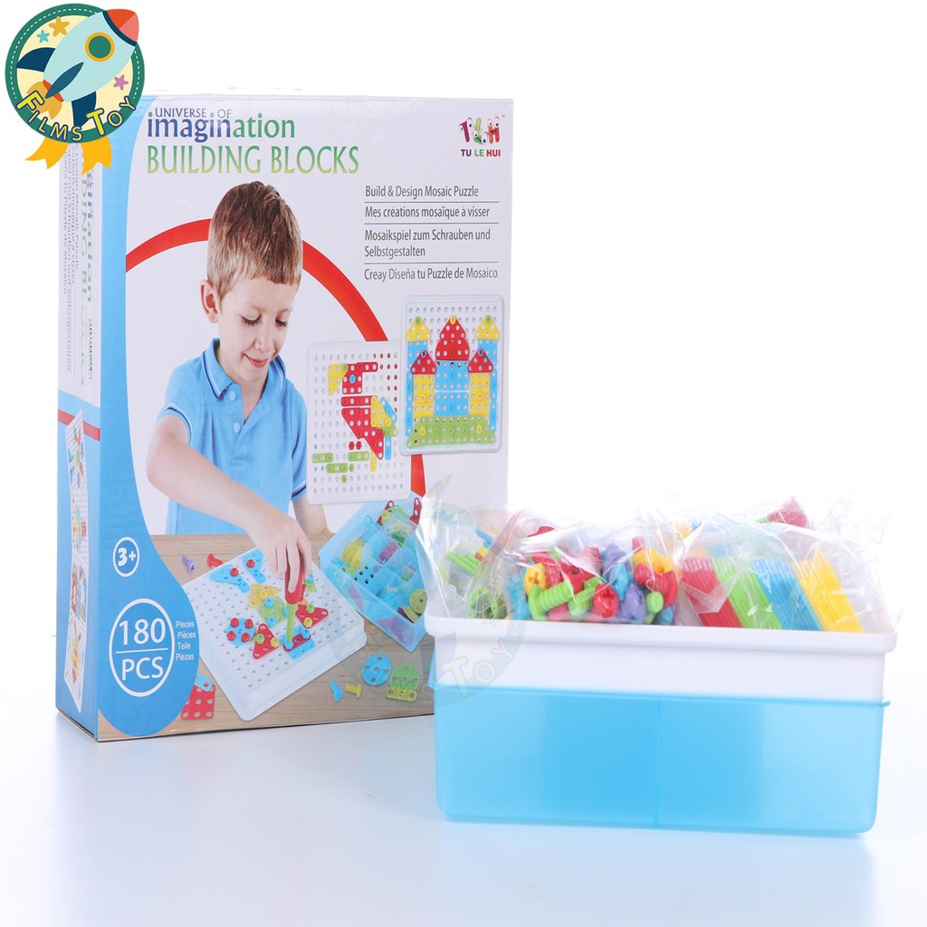 Imagination Building Blocks ของเล่นอุปกรณ์วาดรูปแบบน๊อตและพลาสติก 180 ...