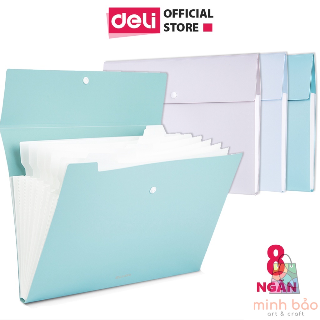 Deli A4 DOCUMENT PAIR - 8 PAGE COMPARTMENTS - ที่เก็บเครื่องมือ - LINFINI - สีฟ้า / สีขาว ...
