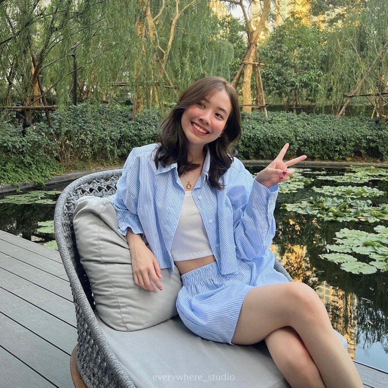 Emily set ชุดเซ็ตสองชิ้น เสื้อ+กางเกง | Shopee Thailand