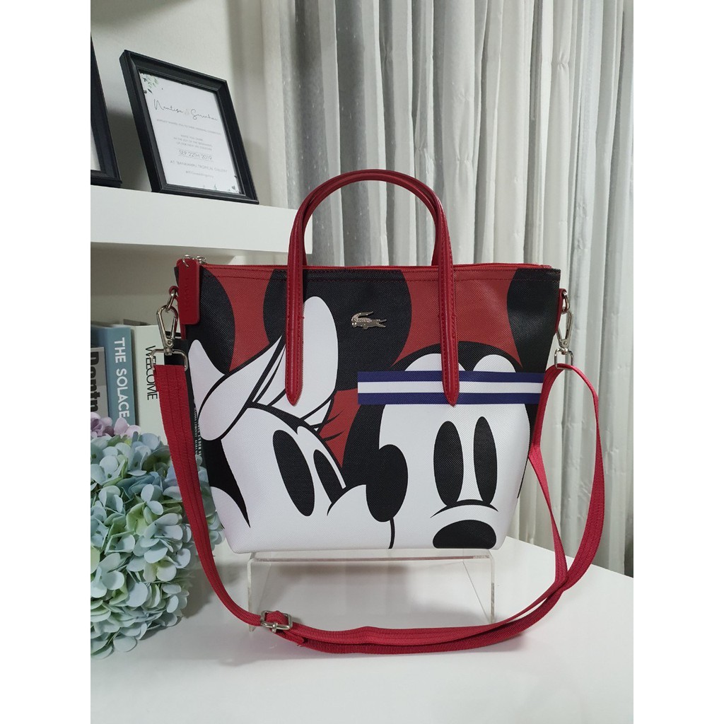 (มาพร้อมถุงผ้าขาวกันฝุ่น) พร้อมส่ง!!Lacoste Mickey Mouse Medium Tote ...