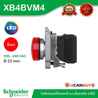 Schneider XB4BVM4 ไพล็อทแลมป์ไฟแสดงสี แบบสีแดงชนิด LED ใช้กับไฟ 220/240 ...